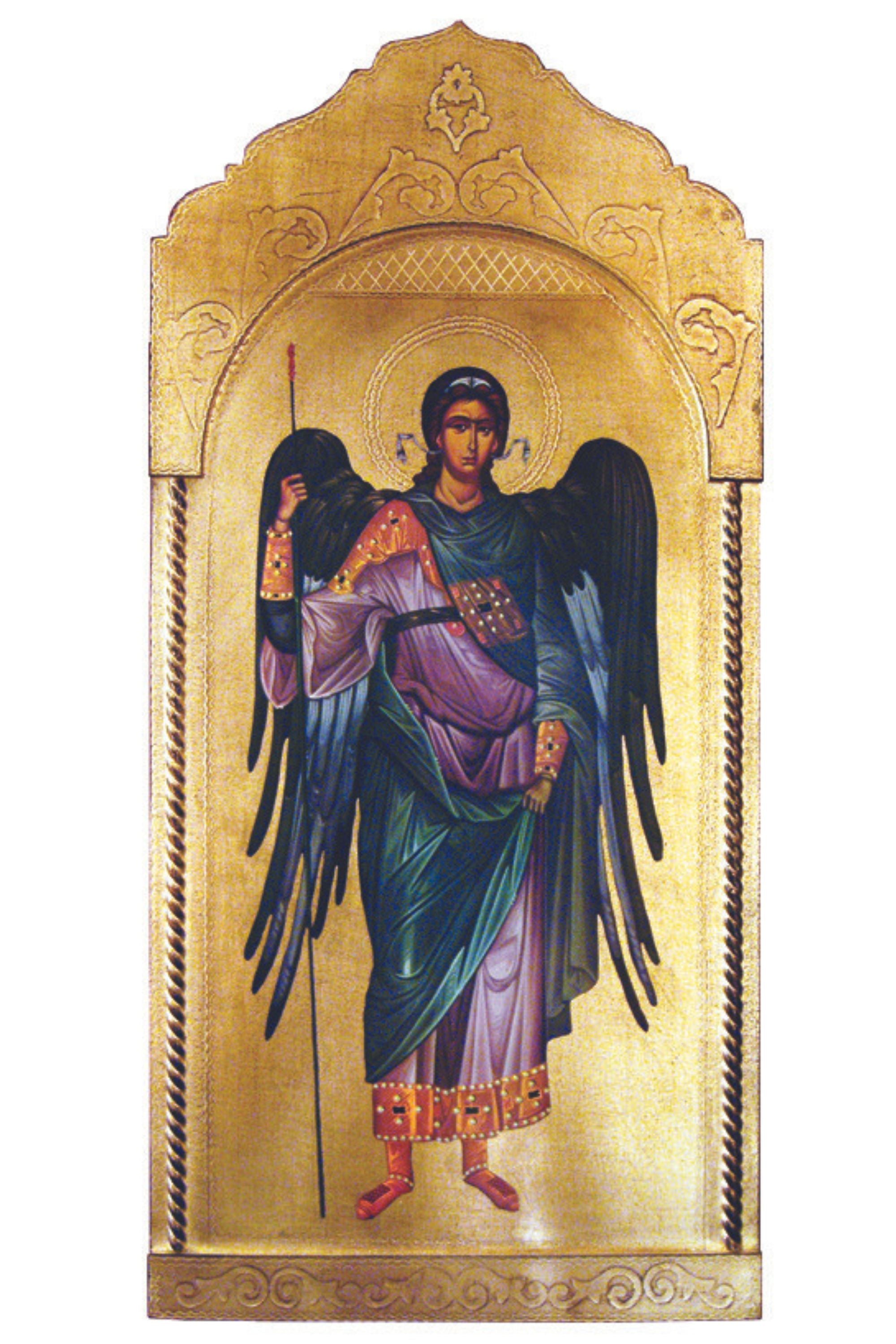L-1101 Archangel Michael Florentine Plaque 21x45" – Goldscheider of Vienna