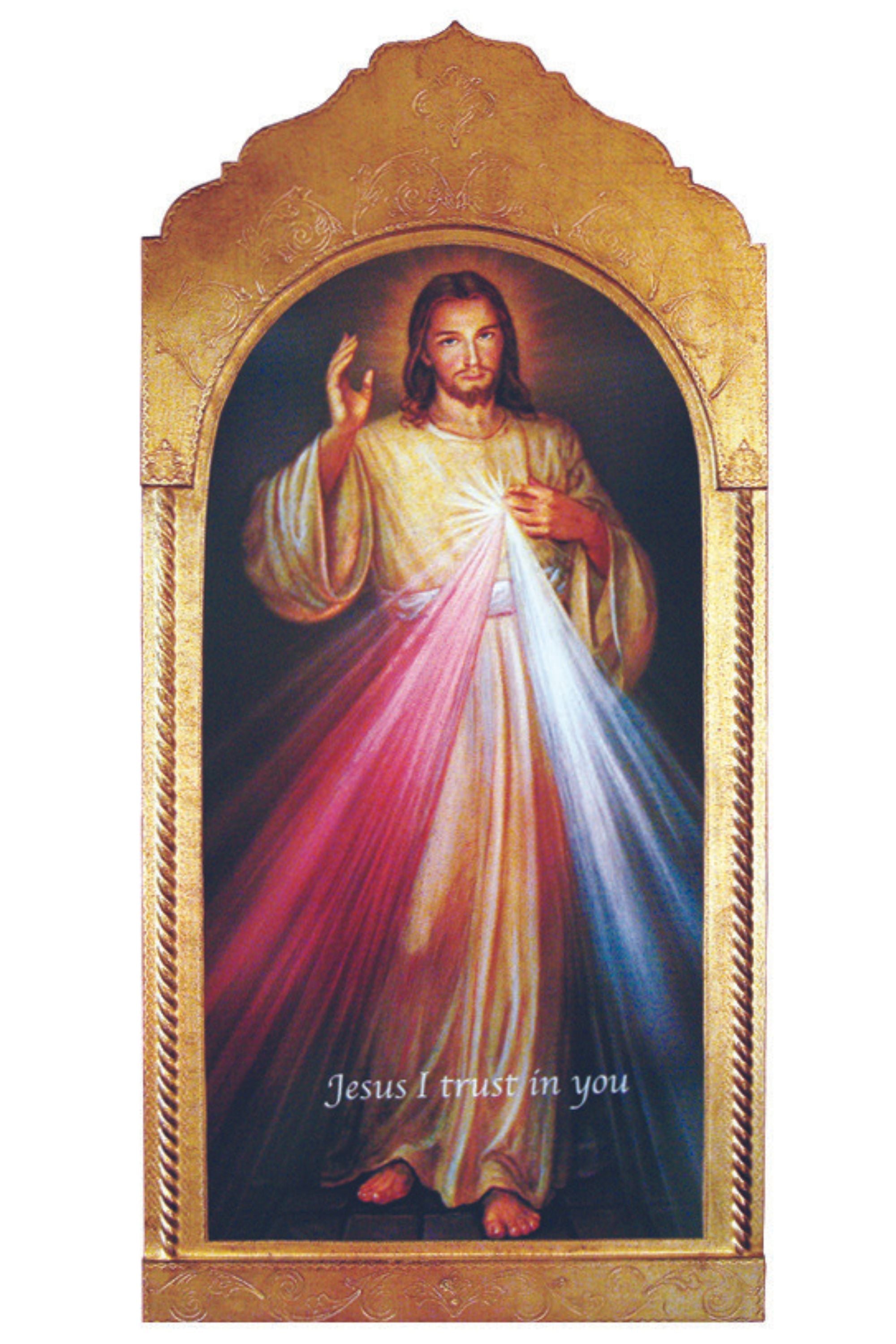 L-1109 Divine Mercy Florentine Plaque 21x45" – Goldscheider of Vienna