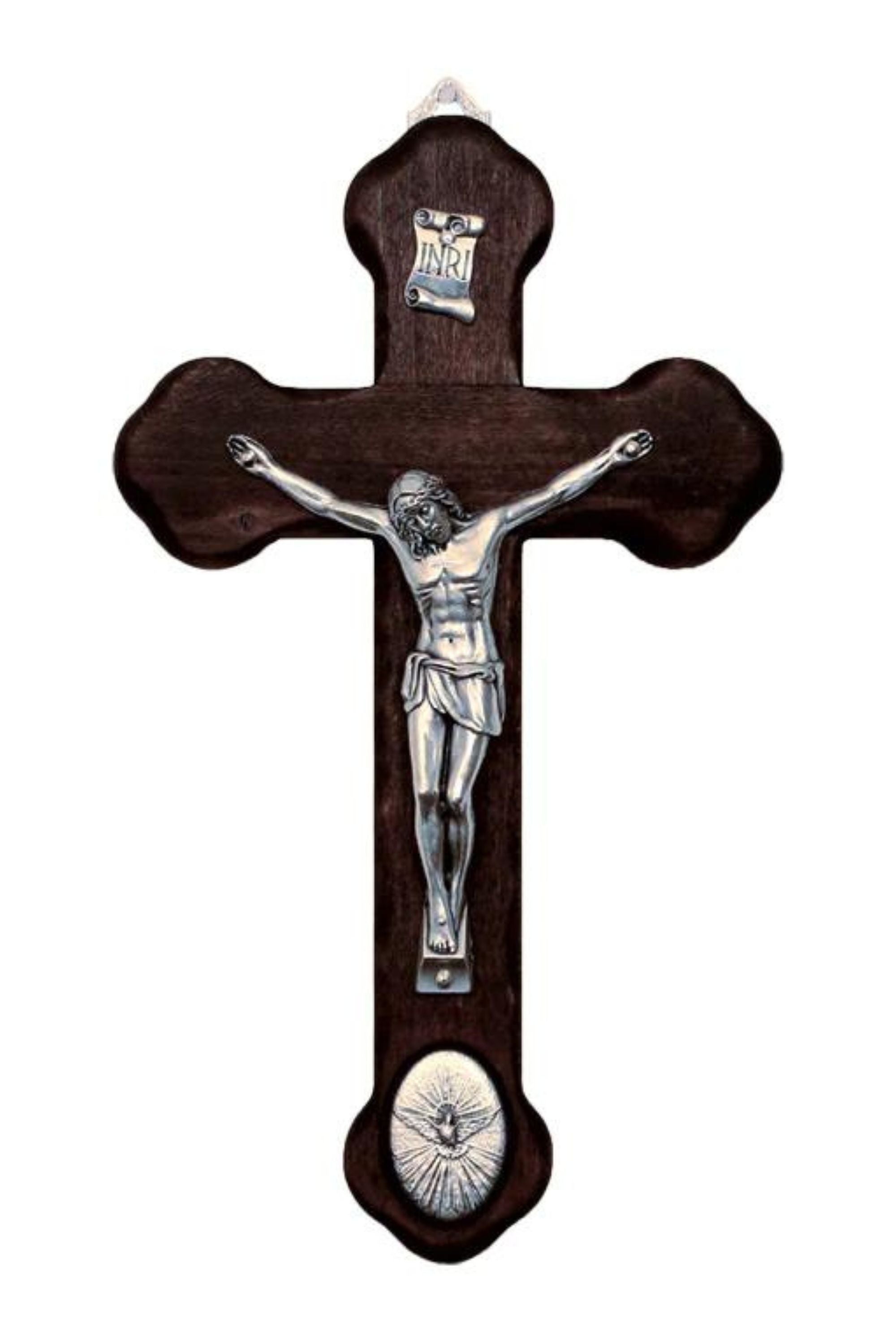 MC-HS Wood Crucifix with Metal Corpus & Holy Spirit Medallion 8.75 ...
