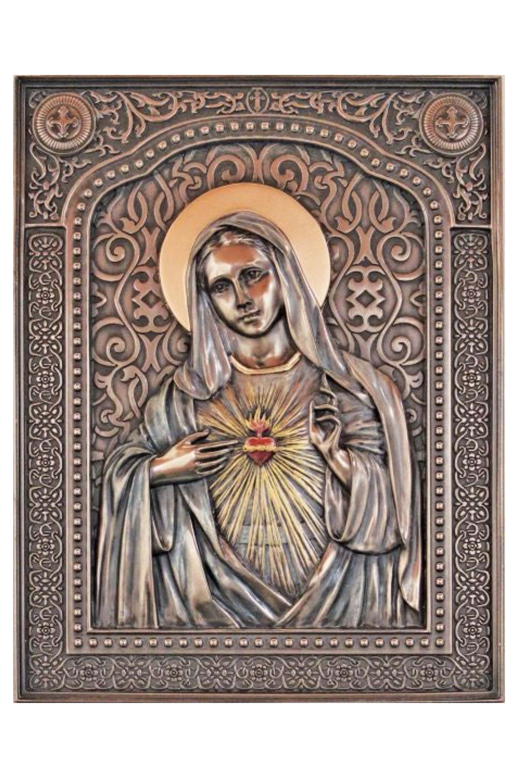 SR-77830 Immaculate Heart of Mary Plaque in Cold Cast Bronze 6x7.5 ...