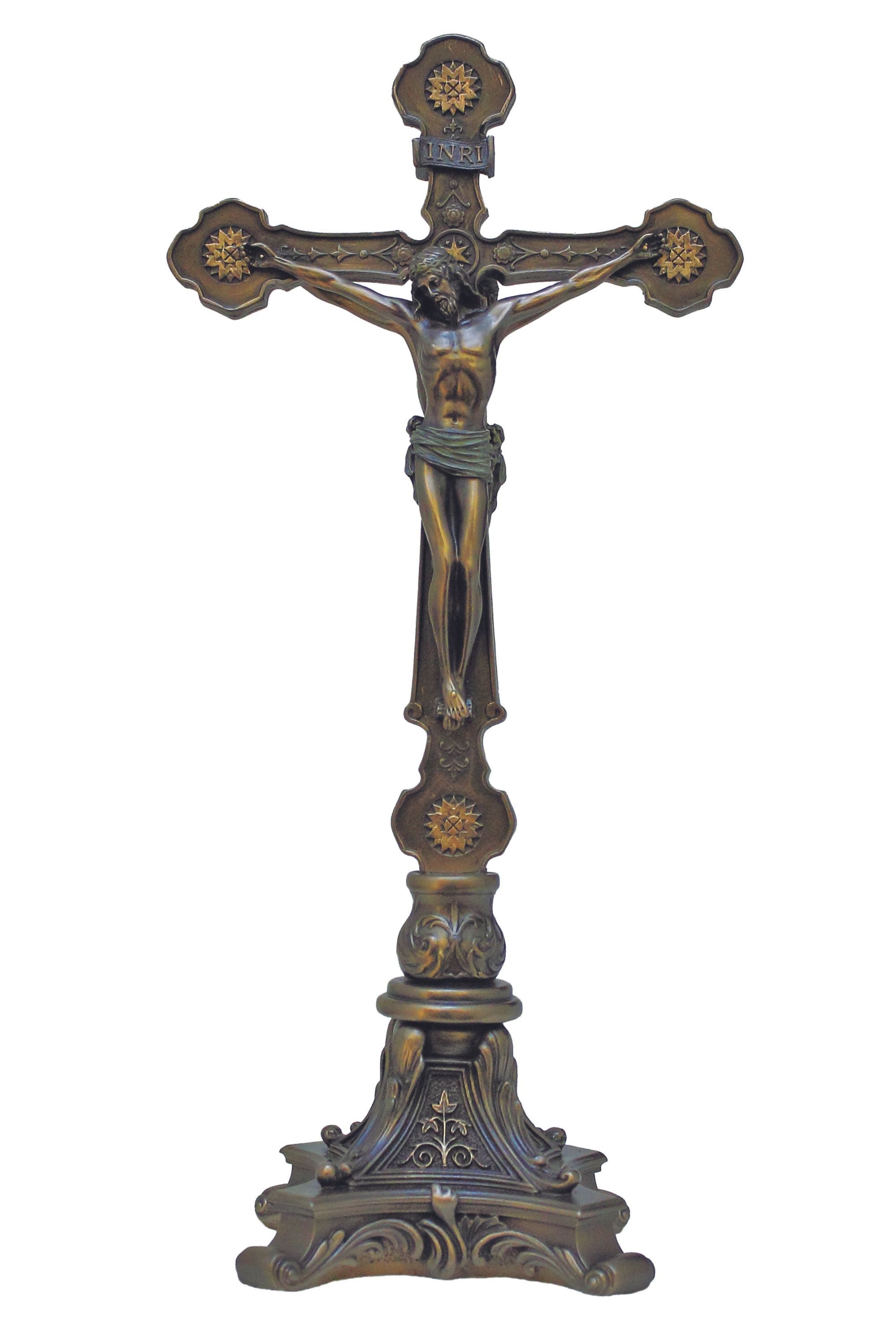 SR-77271 Standing Double Sided Crucifix in Cold Cast Bronze 12.5 ...